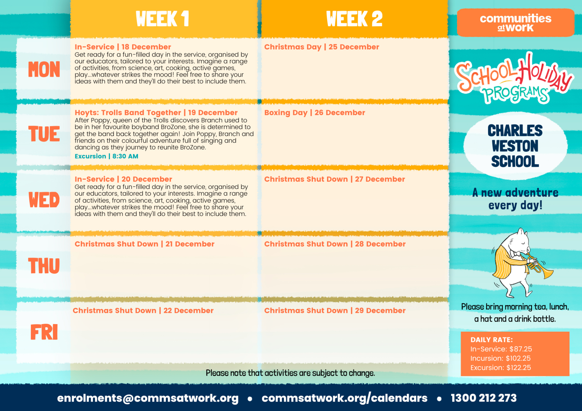 School Holiday Programs - Communities at Work