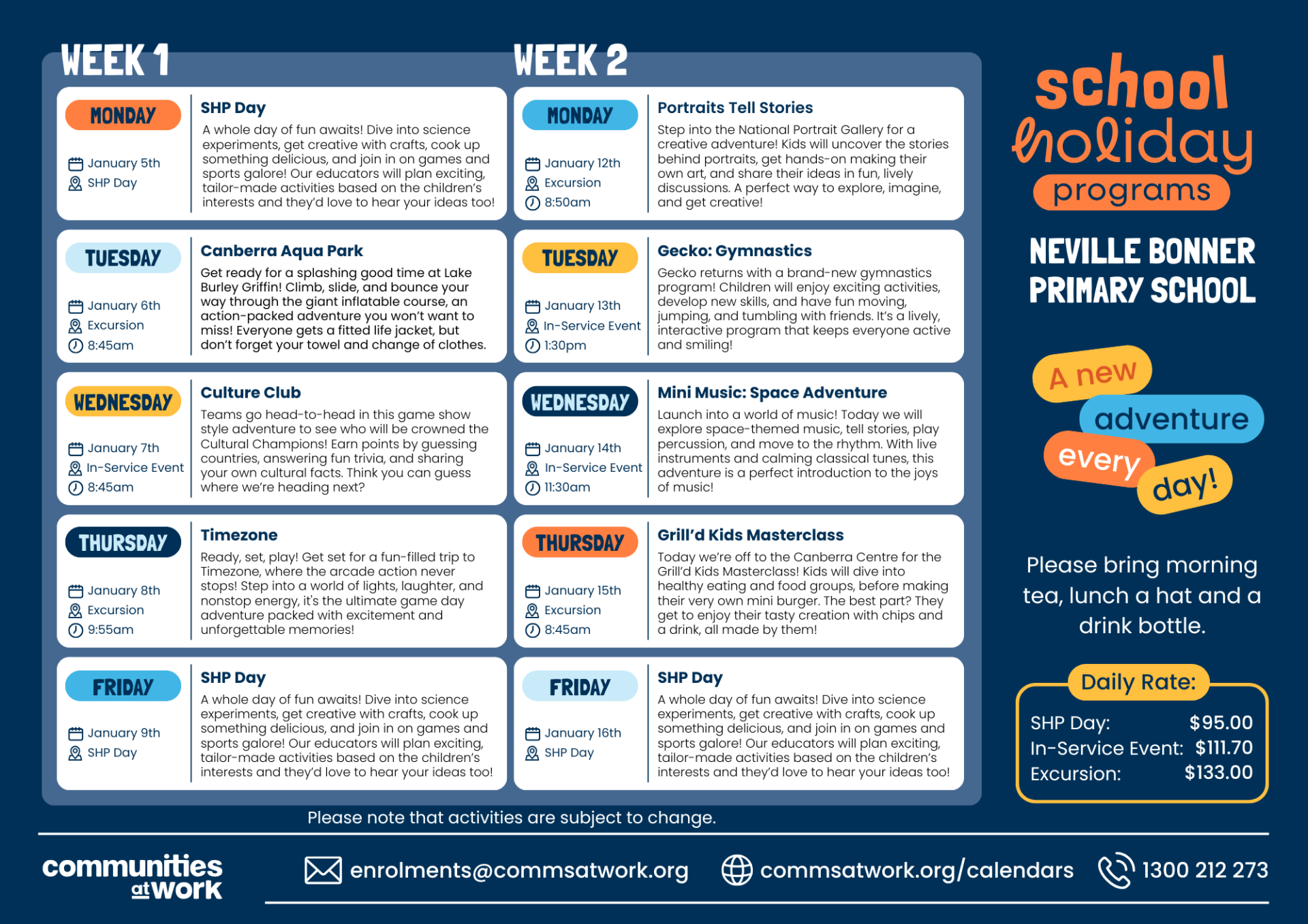 School Holiday Programs in Canberra - Communities at Work